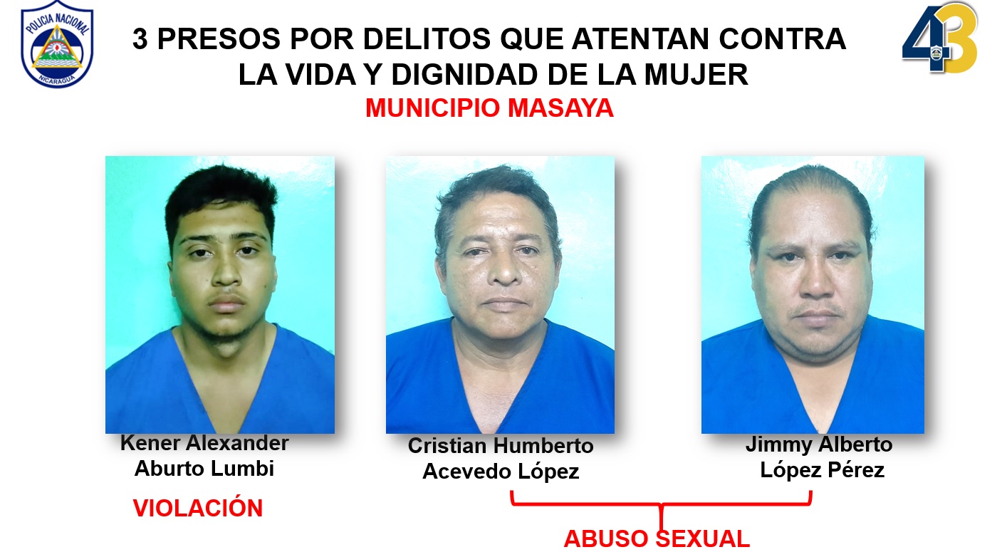 Tres asaltantes y tres abusadores sexuales son arrestados en Masaya ...